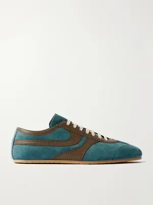 Dries Van Noten Suede And Leather Trimmed Sneakers - Blue