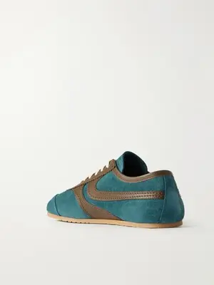 Dries Van Noten Suede And Leather Trimmed Sneakers - Blue
