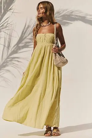 Free People Sasha Maxi Dress - Green Wheat