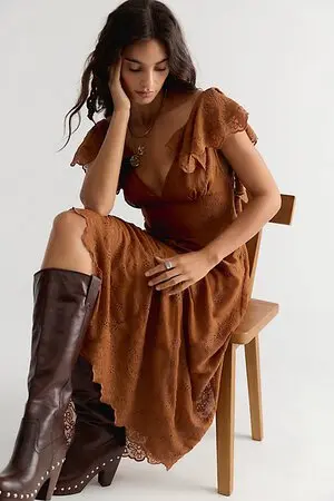 Free People Embroidered Midi Dress - Hazel