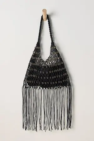 Free People Embellished Fringe Bag - Black