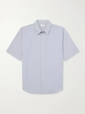 Saint Laurent Logo-embroidered Striped Cotton-poplin Shirt