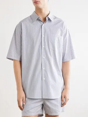 Saint Laurent Logo-embroidered Striped Cotton-poplin Shirt