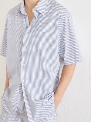 Saint Laurent Logo-embroidered Striped Cotton-poplin Shirt