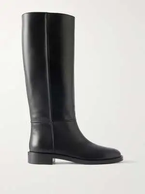 GIANVITO ROSSI Riding Leather Knee-height Boots - Black