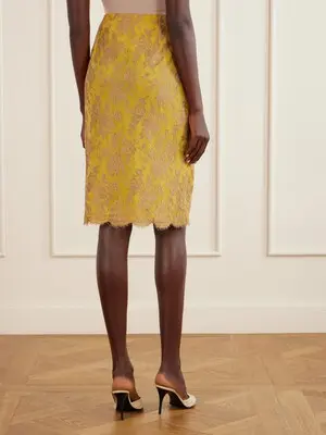 Saint Laurent Metallic Lace Midi Skirt
