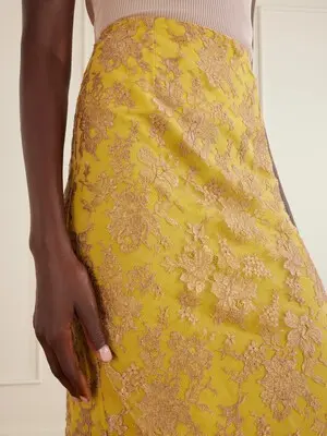 Saint Laurent Metallic Lace Midi Skirt