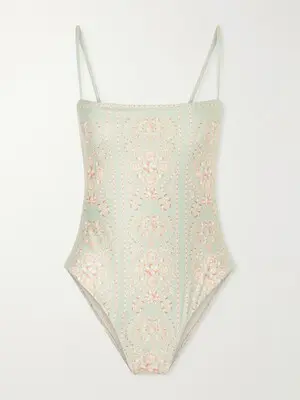 Agua Bendita Durazno Playa Printed Recycled One-piece Swimsuit - Green