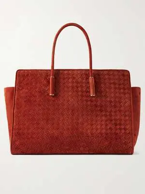 Bottega Veneta Barbara Medium Intrecciato Suede Tote - Red
