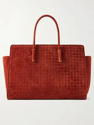 Bottega Veneta Medium Intrecciato Suede Tote - Red