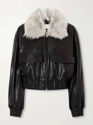 Nour Hammour Ellery Shearling-trimmed Leather Jacket - Black