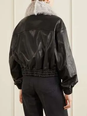 Nour Hammour Ellery Shearling-trimmed Leather Jacket