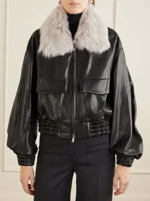 Nour Hammour Ellery Shearling-trimmed Leather Bomber Jacket
