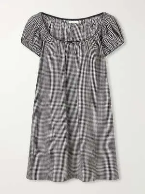 DÔEN Julia Gingham Organic Cotton-poplin Mini Dress - Black
