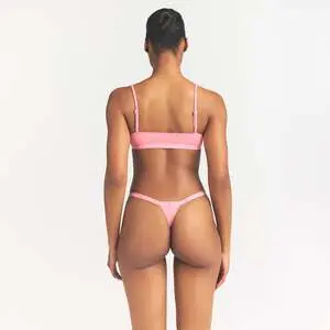 SKIMS Logo Picot Scoop Bralette | Pink | | Lightweight Cotton