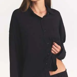 SKIMS Organic Cotton Sleep Long Sleeve Set | Medium Neutral - Obsidian