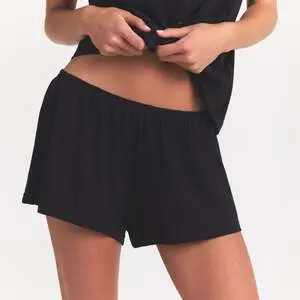 SKIMS Organic Cotton Sleep Short Sleeve Set | Black