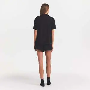 SKIMS Organic Cotton Sleep Short Sleeve Set | Black