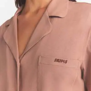 SKIMS Organic Cotton Sleep Short Sleeve Set | Medium Neutral