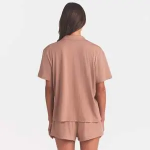 SKIMS Organic Cotton Sleep Short Sleeve Set | Medium Neutral