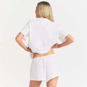 SKIMS Organic Cotton Sleep Short Sleeve Set | White