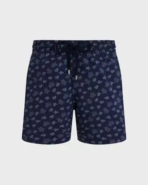 Vilebrequin Ultrafine Wool Swim Shorts Ronde Des Tortues Swimwear Moopea - Blue