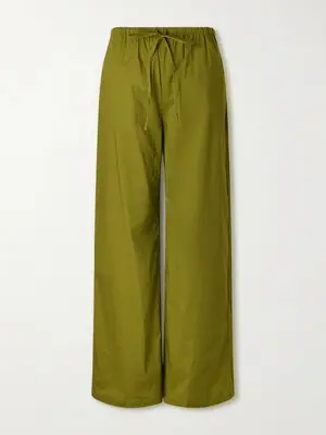 Staud Stauds Mateo Stretch-cotton Wide-leg Pants - Green