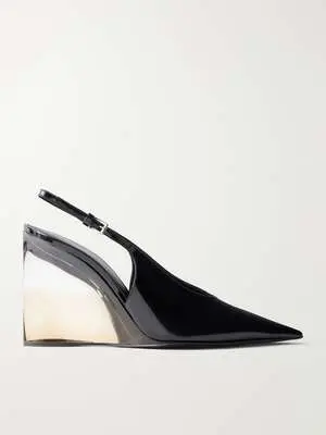 Alaïa 110 Patent-leather Wedge Pumps - Black