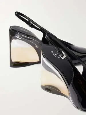 Alaïa 110 Patent-leather Wedge Pumps