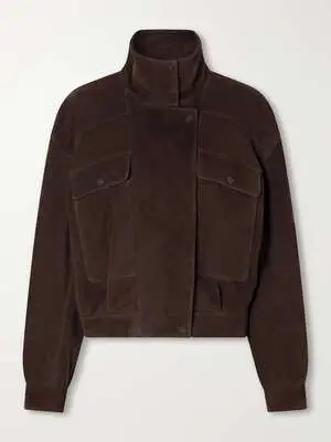 Nour Hammour Quincy Paneled Suede Jacket - Chocolate