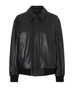 Nour Hammour Toyen Leather Bomber Jacket - Black