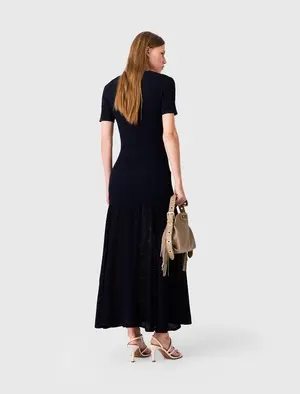 Maje Pointelle Knit Maxi Dress