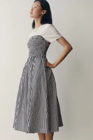Maeve Two-part Fit & Flare Dress - White/navy Stripe