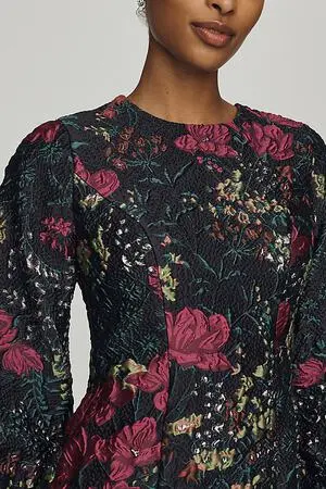 Mac Duggal Brocade Balloon Sleeve Mi Dress