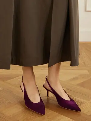 GIANVITO ROSSI Robbie Sling 55 Kitten Heel Slingback Pumps - Purple
