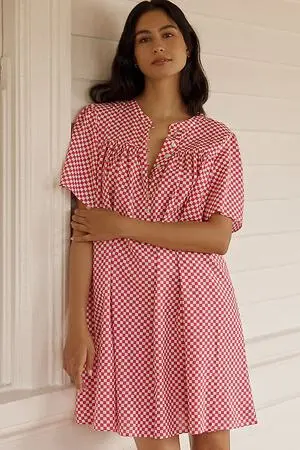 PAPINELLE Anais Gathered Nightie - Raspberry