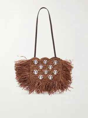 Rabanne Embellished Raffia Shoulder Bag