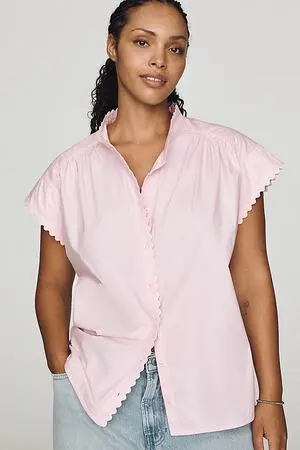 English Factory Cap Sleeve Buttondown Shirt - Pink