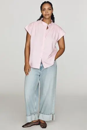 English Factory Cap Sleeve Button-down Shirt