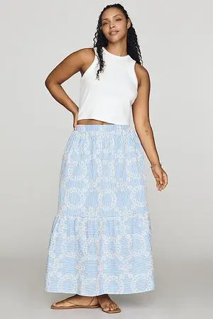 English Factory Tiered Maxi Skirt - Blue