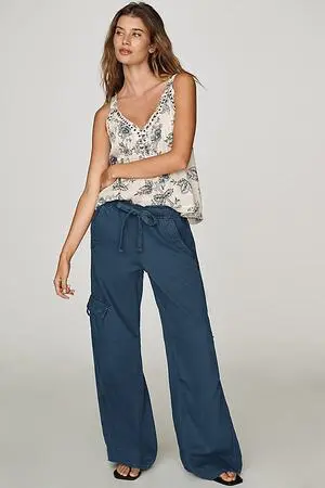 PILCRO Cotton Len Beach Cargo Pants - Navy