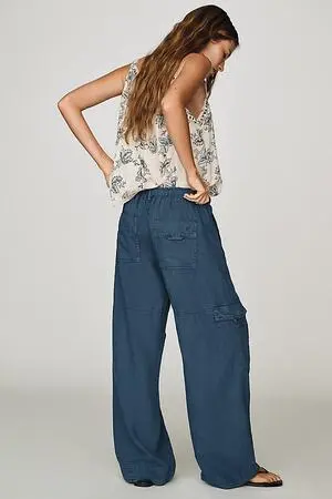 PILCRO Cotton Linen Cargo Pants