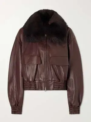 Nour Hammour Ellery Shearling-trimmed Leather Jacket - Brown