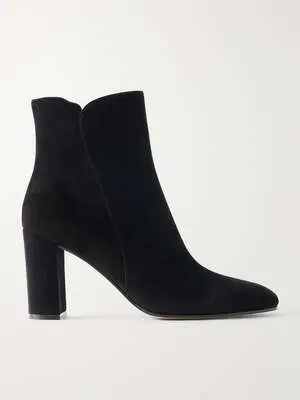 GIANVITO ROSSI 85 Suede Heeled Ankle-boots - Black