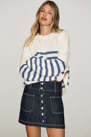 PILCRO Button-front Denim Mini Skirt