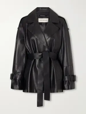 Nour Hammour Leather Belted Jacket