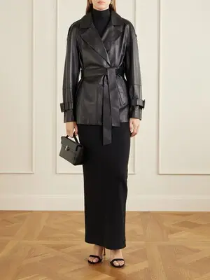 Nour Hammour Leather Belted Jacket