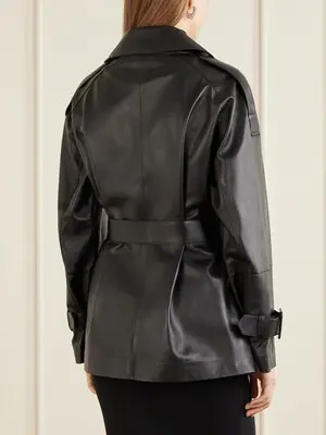 Nour Hammour Leather Belted Jacket