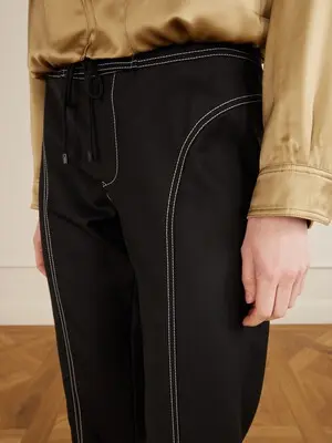 Aflalo Zuri Wool-twill Skinny-leg Capri Pants - Black