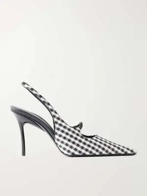 Alaïa 90 Checked Leather-trimmed Canvas Slingback Pumps - Multi